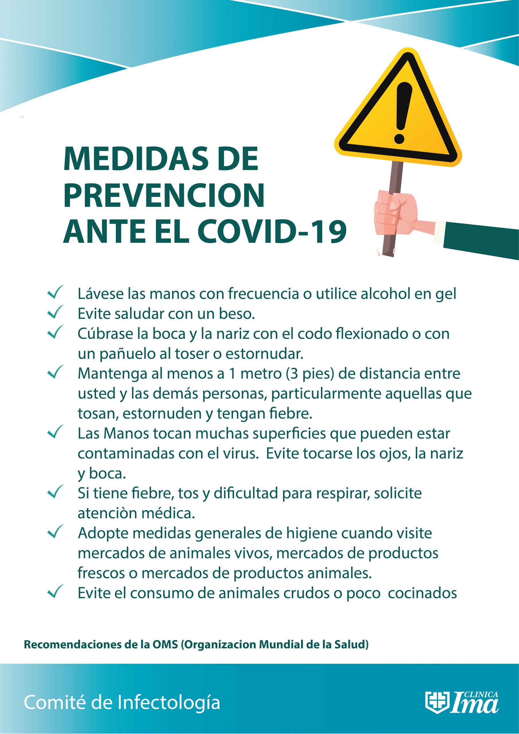 Clínica Ima - Coronavirus - Medidas básicas de prevención